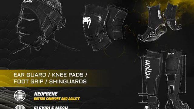 Venum Kontact Evo Ear Pads Knee Pads Foot Grips and Shinguards ...