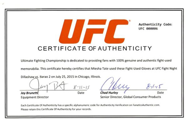 Miesha Tate UFC on FOX 16 Fight Worn Gloves | FighterXFashion.com