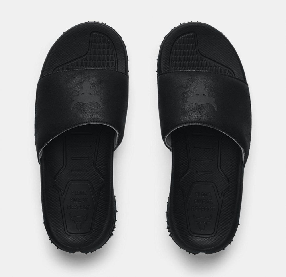 Project Rock Under Armour Slides in Black and White