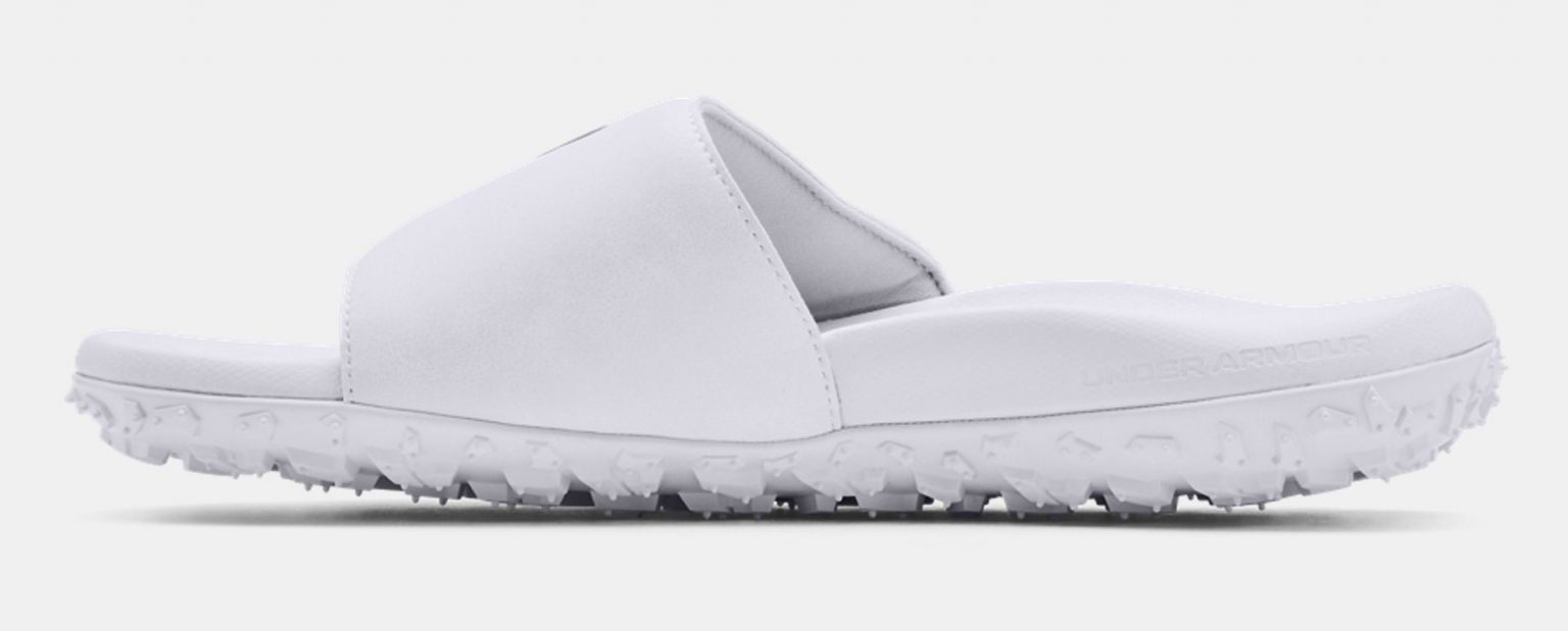 Project Rock Under Armour Slides in Black and White
