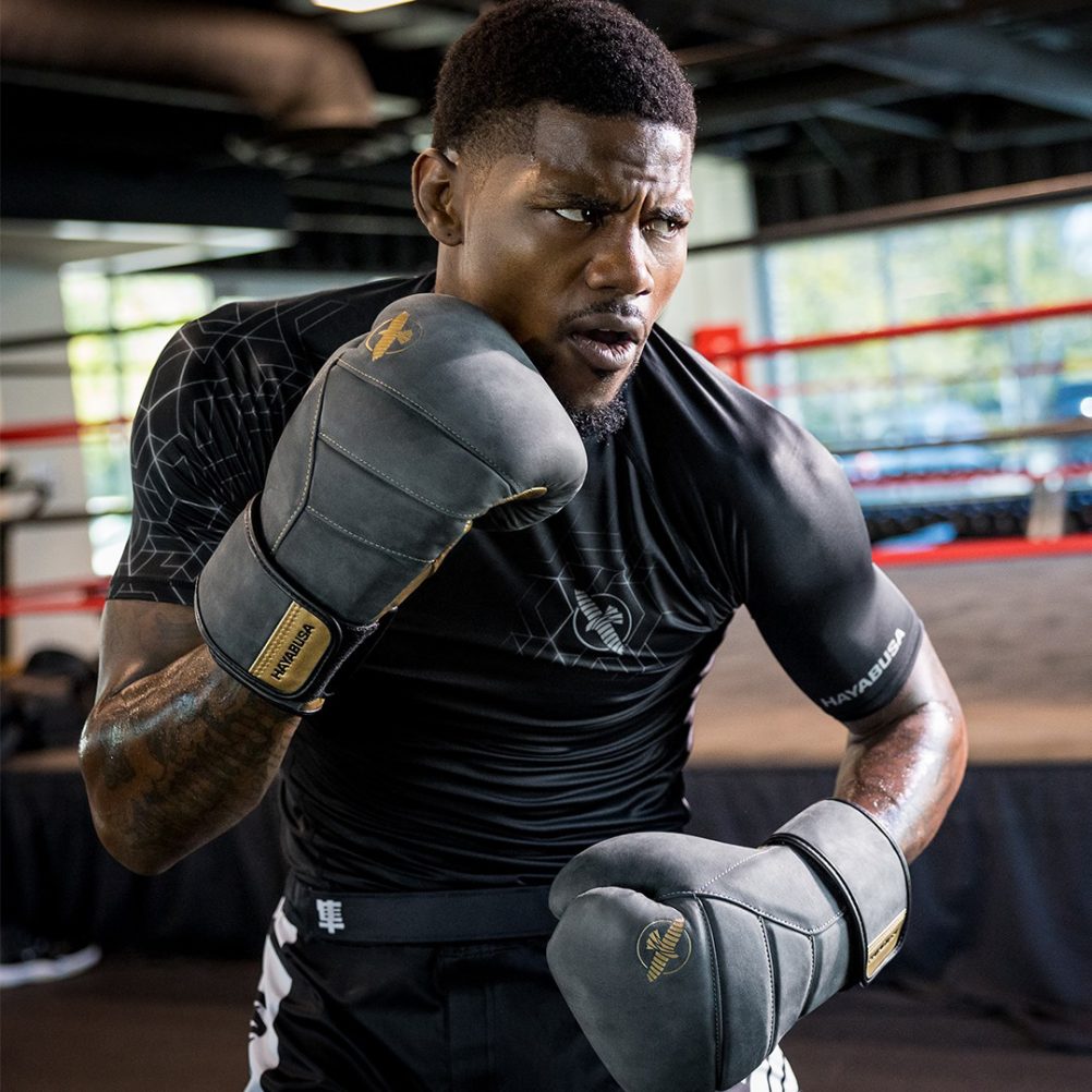 Hayabusa T3 LX Leather Boxing Gloves in Obsidian and Gold