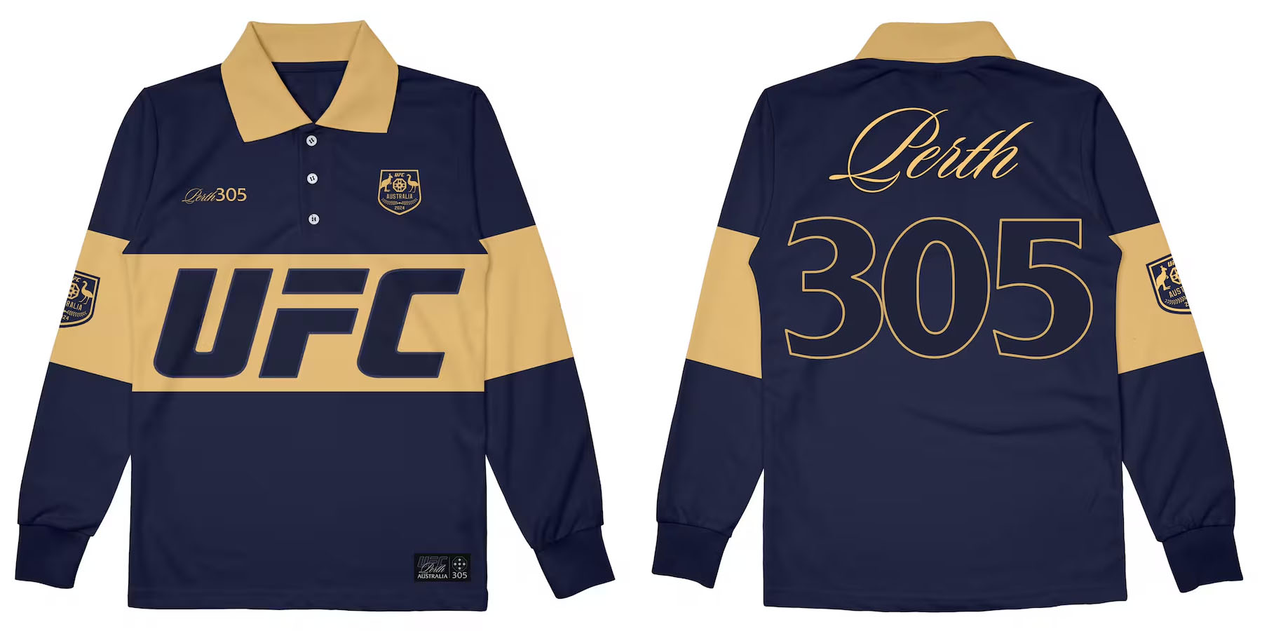 UFC 305 Perth Rugby Polo Shirt Long Sleeve Top