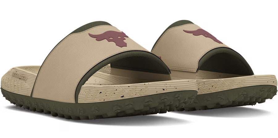 Under Armour UFC Project Rock 3 Slide Sandals Tan Colorway