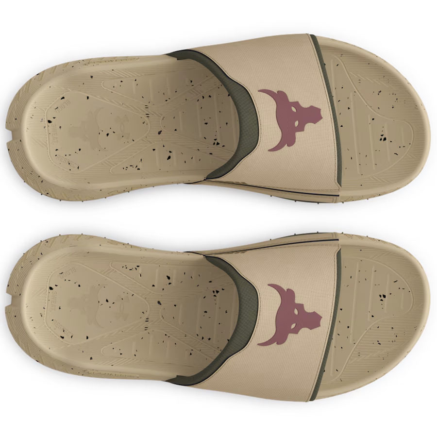 Under Armour UFC Project Rock 3 Slide Sandals Tan Colorway