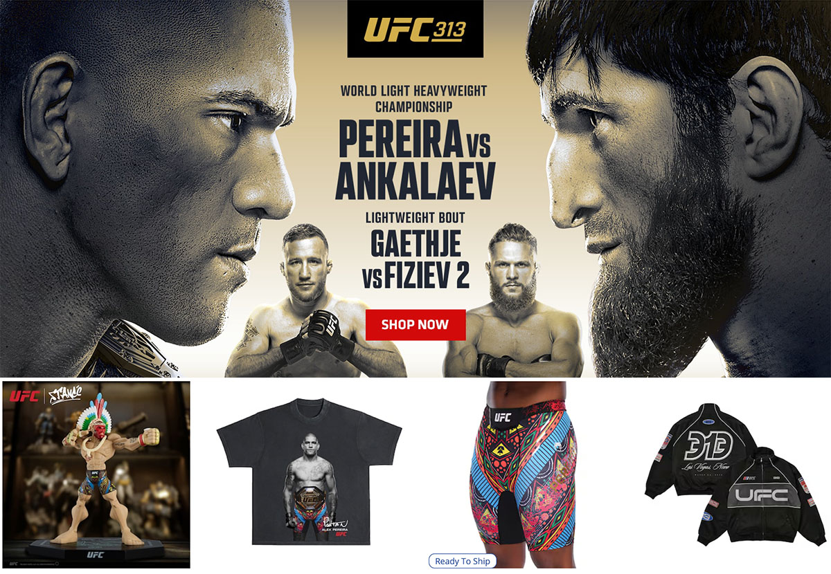 UFC 313 Shirts Shorts Clothing Fighter Gear Merchandise