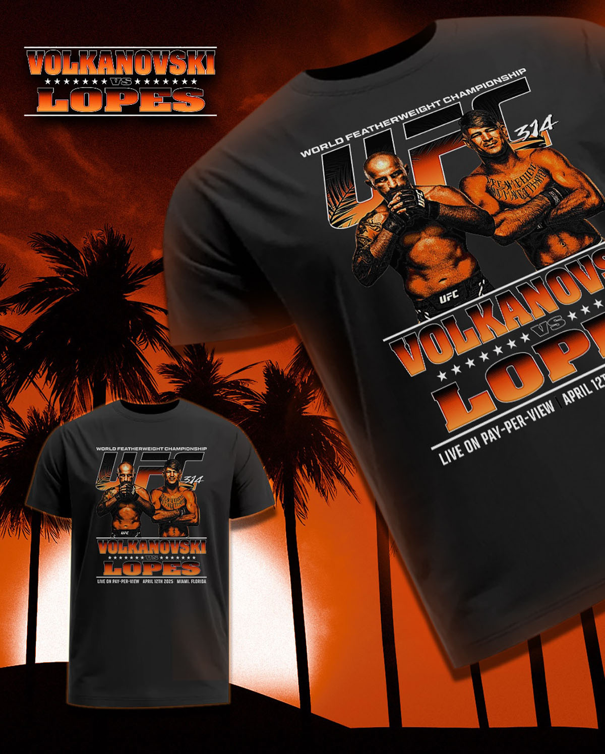 UFC 314 Miami Apparel Merchandise and Fight Gear Collection