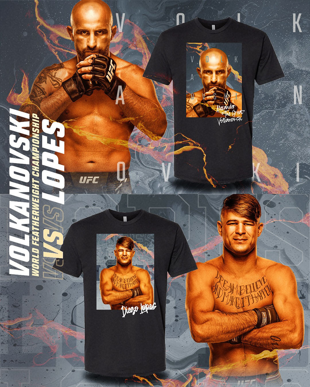 UFC 314 Fighter Shirts Volkanovski Lopes Chandler Pimblett