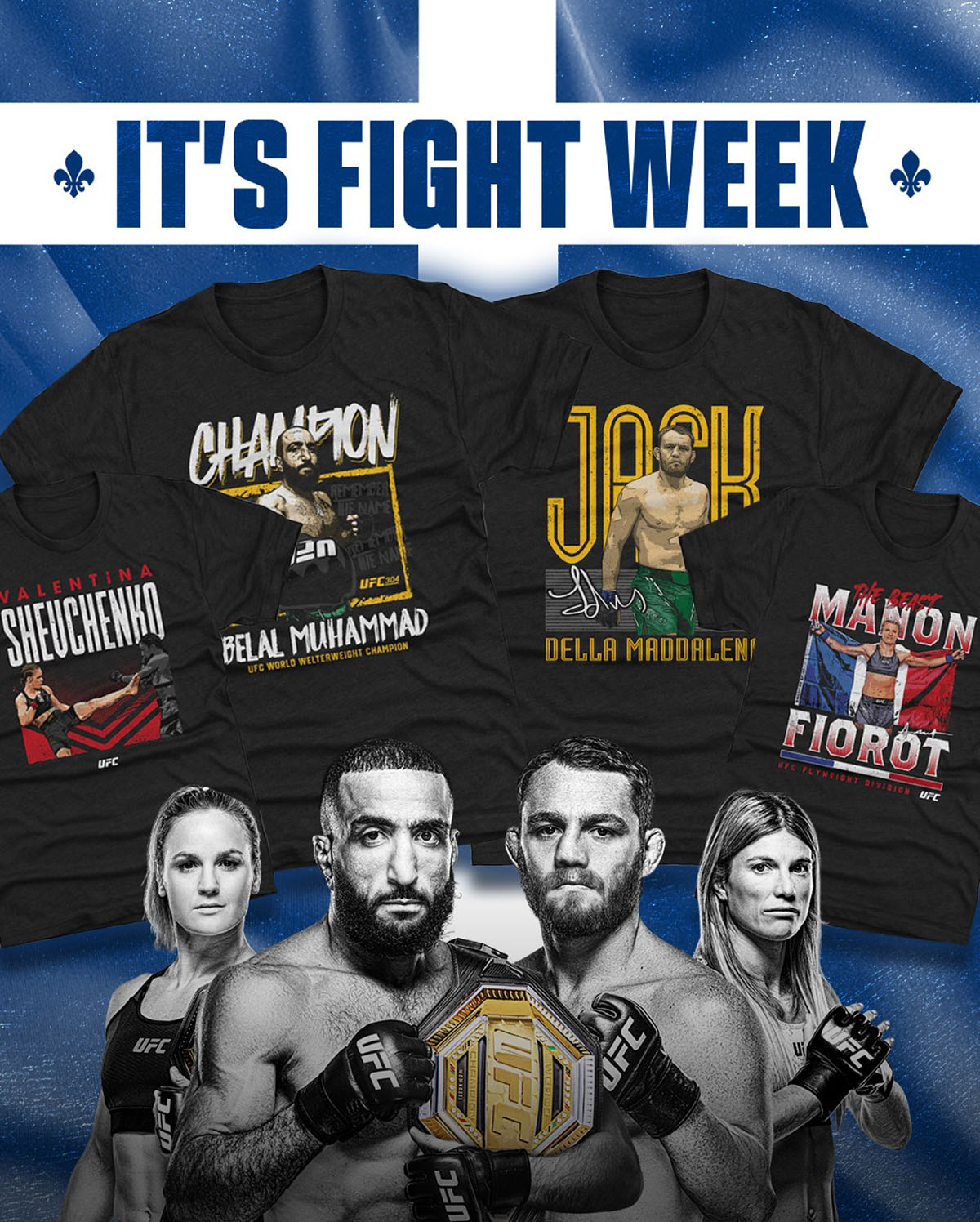 UFC 315 Montreal Shirts Apparel Fight Gear Event Merchandise
