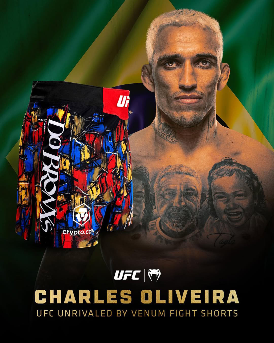 UFC 317 Custom Venum Fight Shorts Pantoja Topuria Oliveira