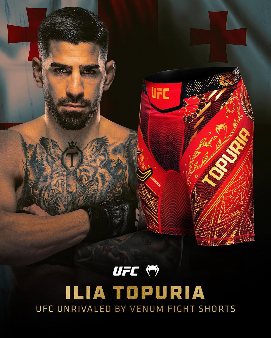 UFC 317 Custom Venum Fight Shorts Pantoja Topuria Oliveira