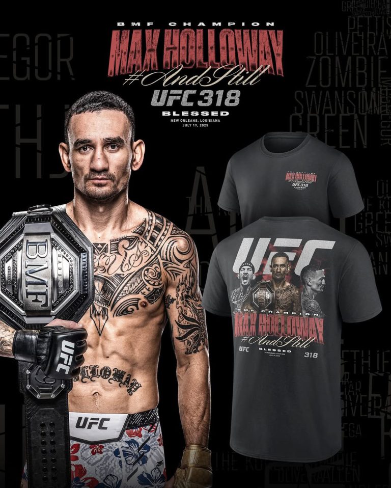 Max Holloway UFC 318 Shirts and Custom Fight Shorts
