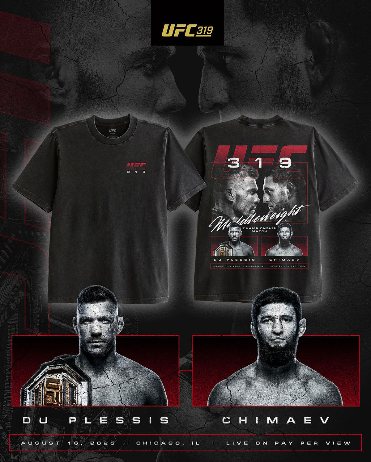 UFC 319 Shirts Shorts Fight Gear Event Merchandise